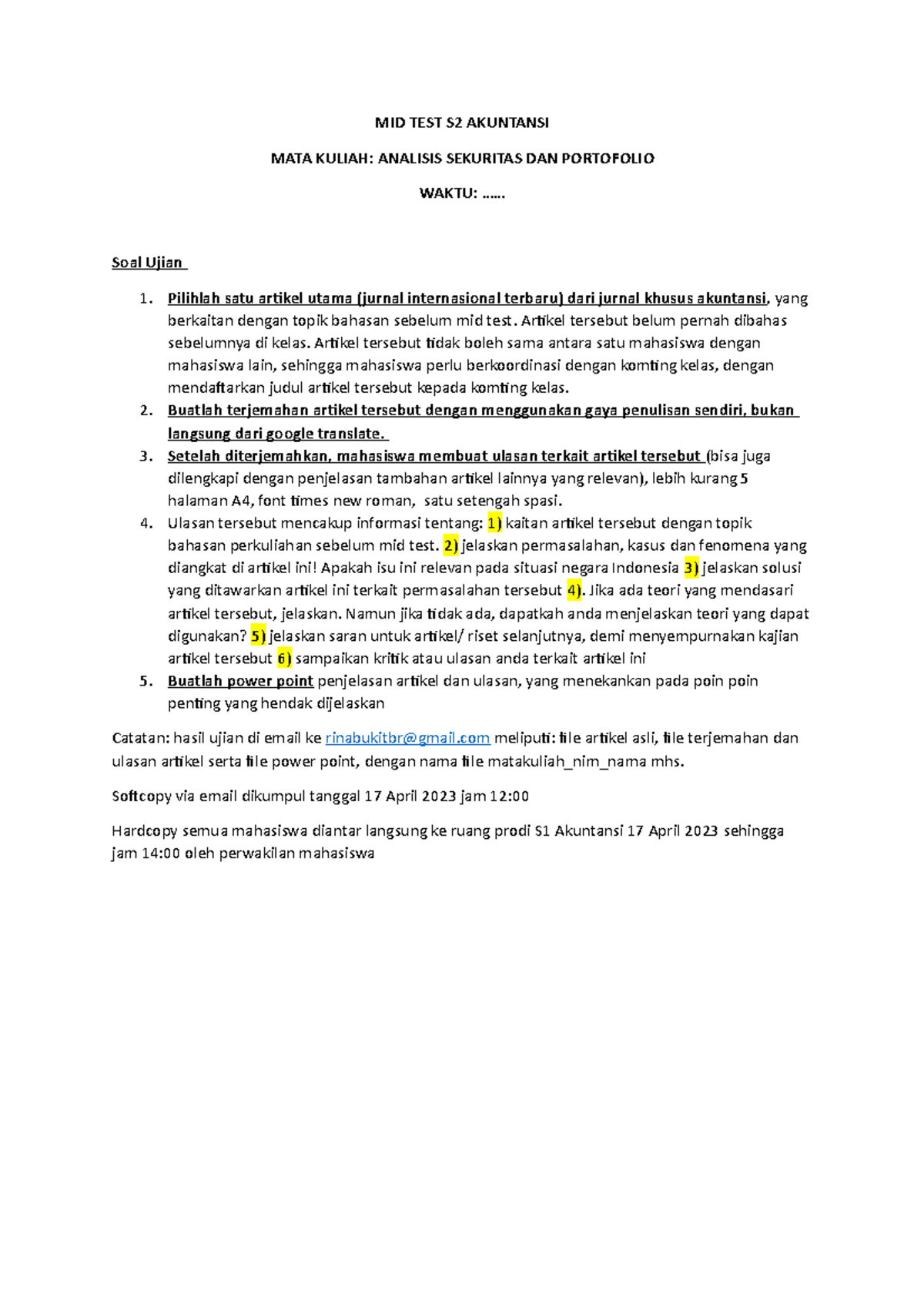 MID TEST Analisis Sekuritas DAN Portofolio - MID TEST S2 AKUNTANSI MATA ...