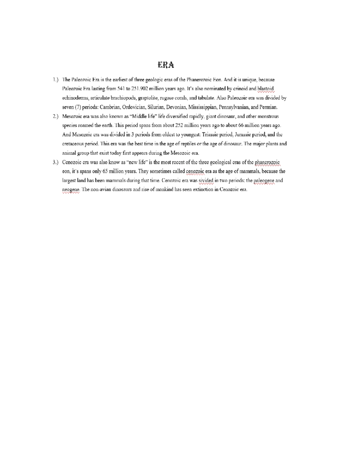 ERA - Answers for the era of Paleozoic Era, Mesozoic Era, and Cenozoic ...
