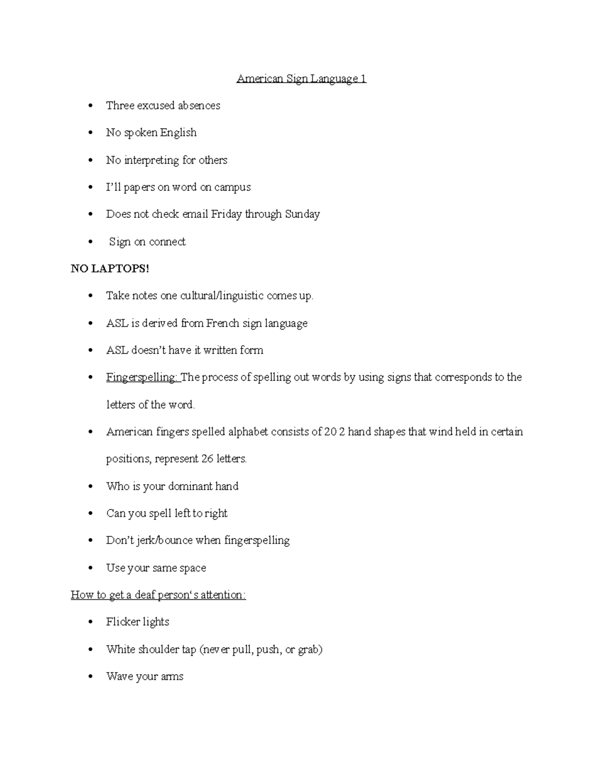 American Sign Language 1 - ASL is derived from French sign language ASL ...