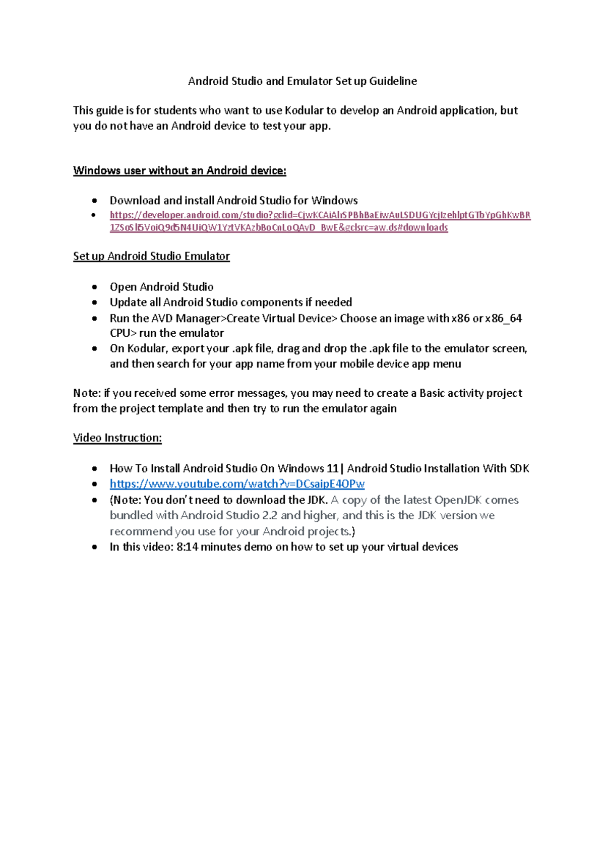 Android Studio Emulator Setup Guideline - Android Studio and Emulator ...