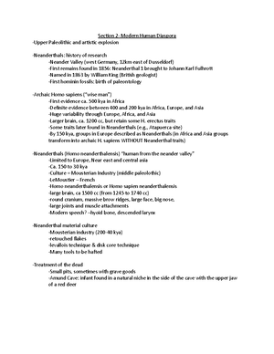 ANTH section 1 - Detailed notes from class - Section 1- Human Origins ...