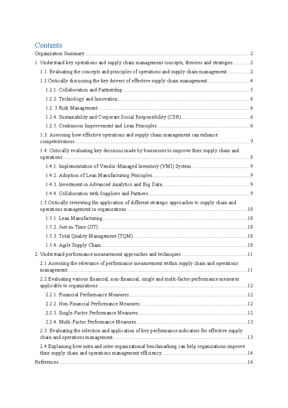 Intel Supply chain management - Contents Organization - Studocu