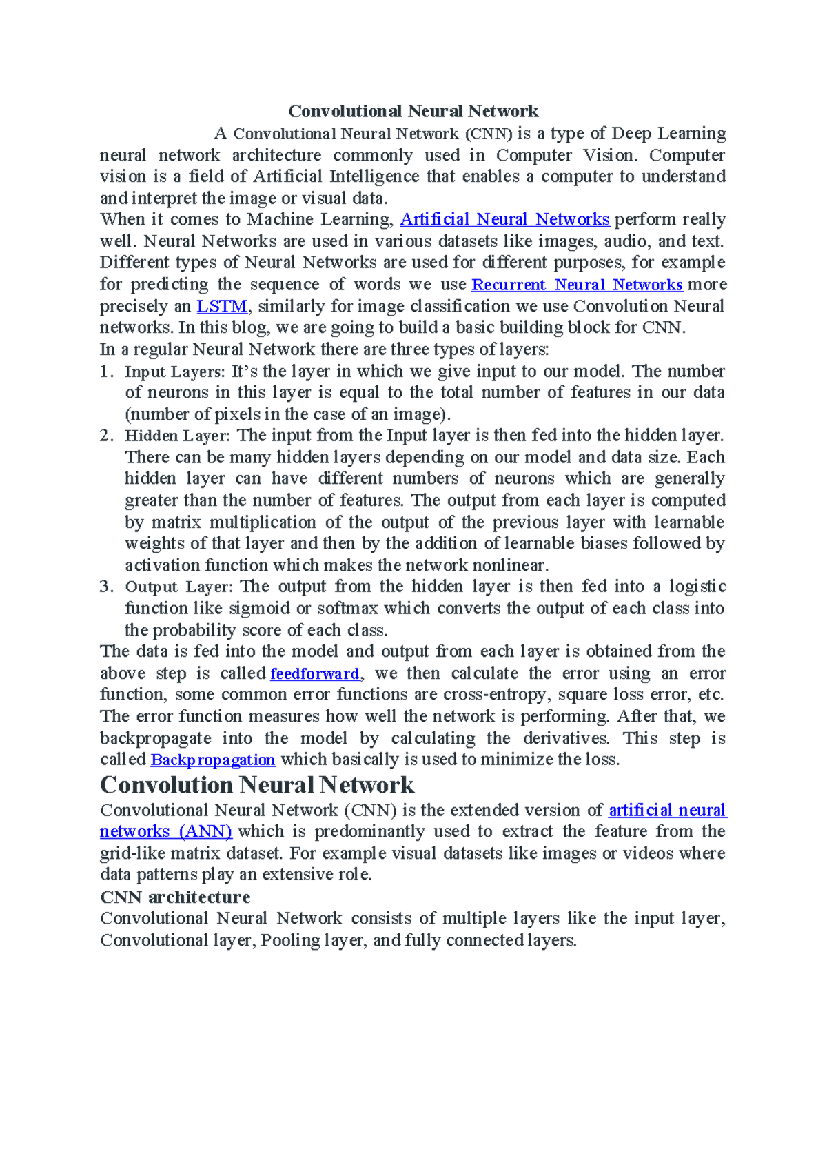 Convolutional Neural Network - Computer vision is a field of Artificial ...