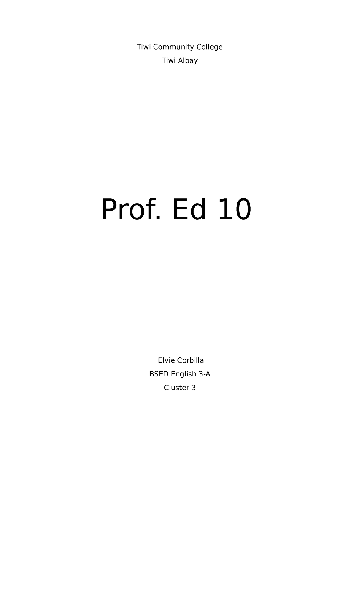 Profed 10 module 45 6 - nothing - Tiwi Community College Tiwi Albay ...
