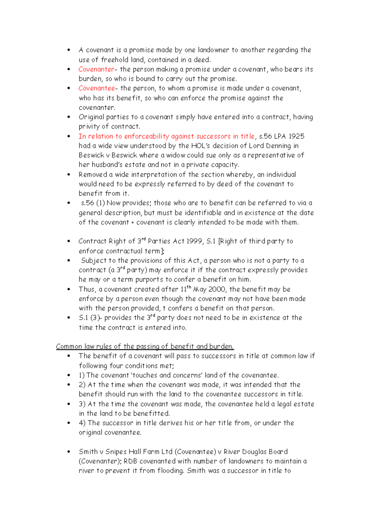 Leases Concised - Omar Madhloom - A covenant is a promise made by one ...