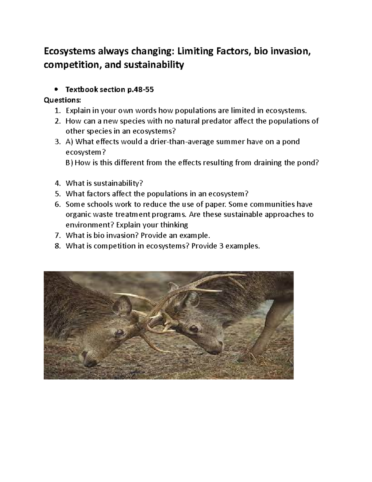 Gr. 7 ecossytems lesson 5- Worksheet-limiting factors , bioinvasion ...