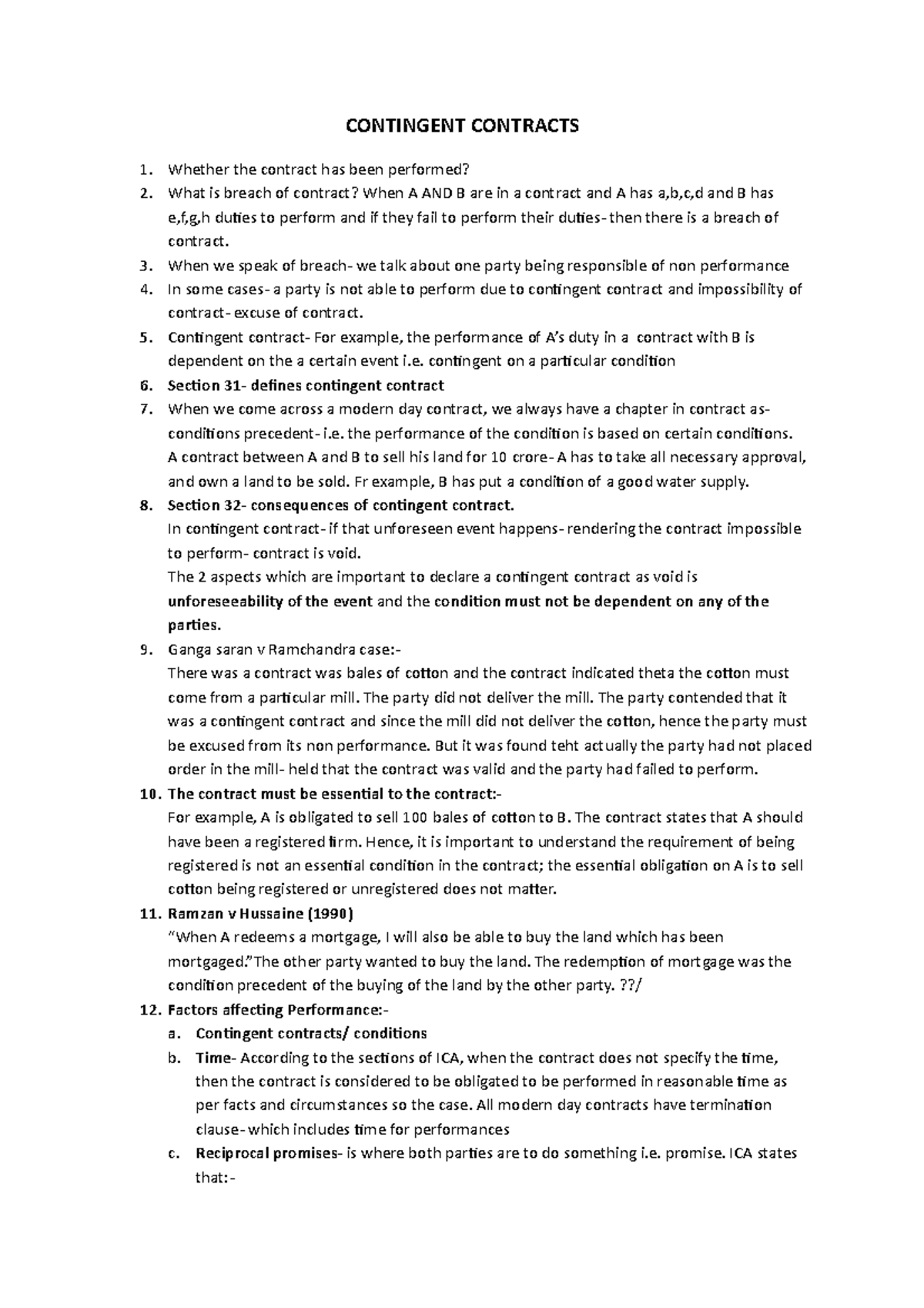 contingent contracts - CONTINGENT CONTRACTS Whether the contract has ...