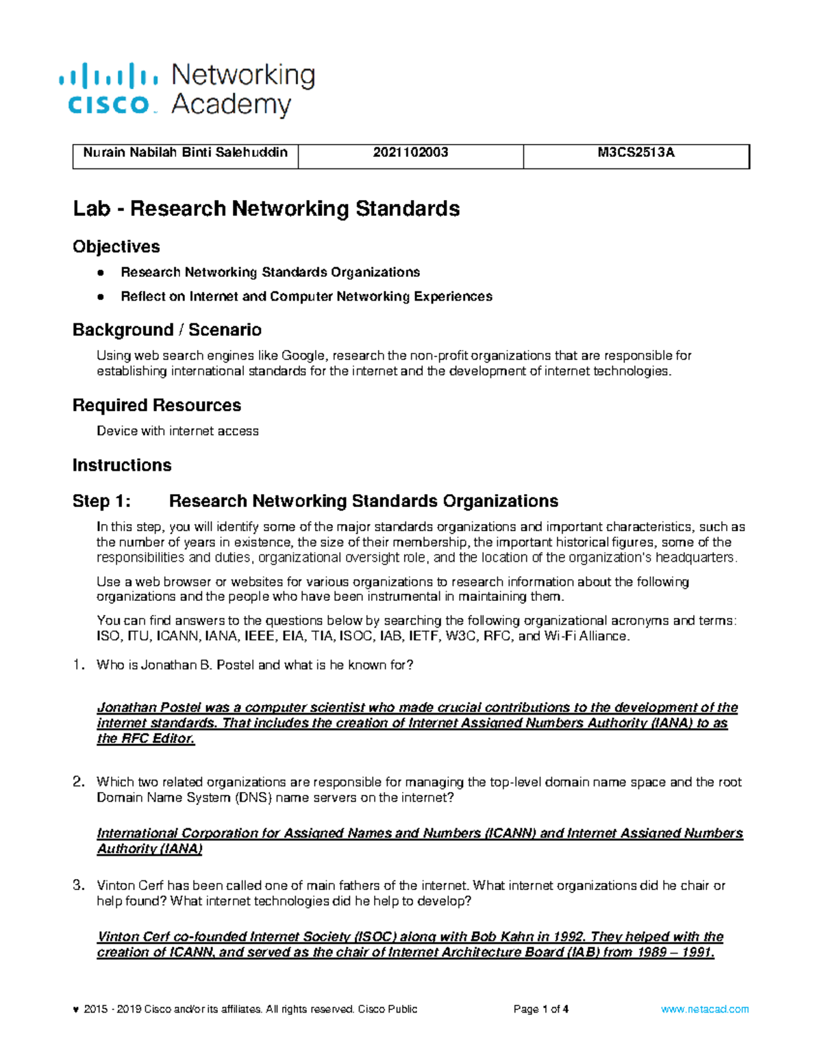 3.4.4 Lab - Research Networking Standards - Nurain Nabilah Binti ...