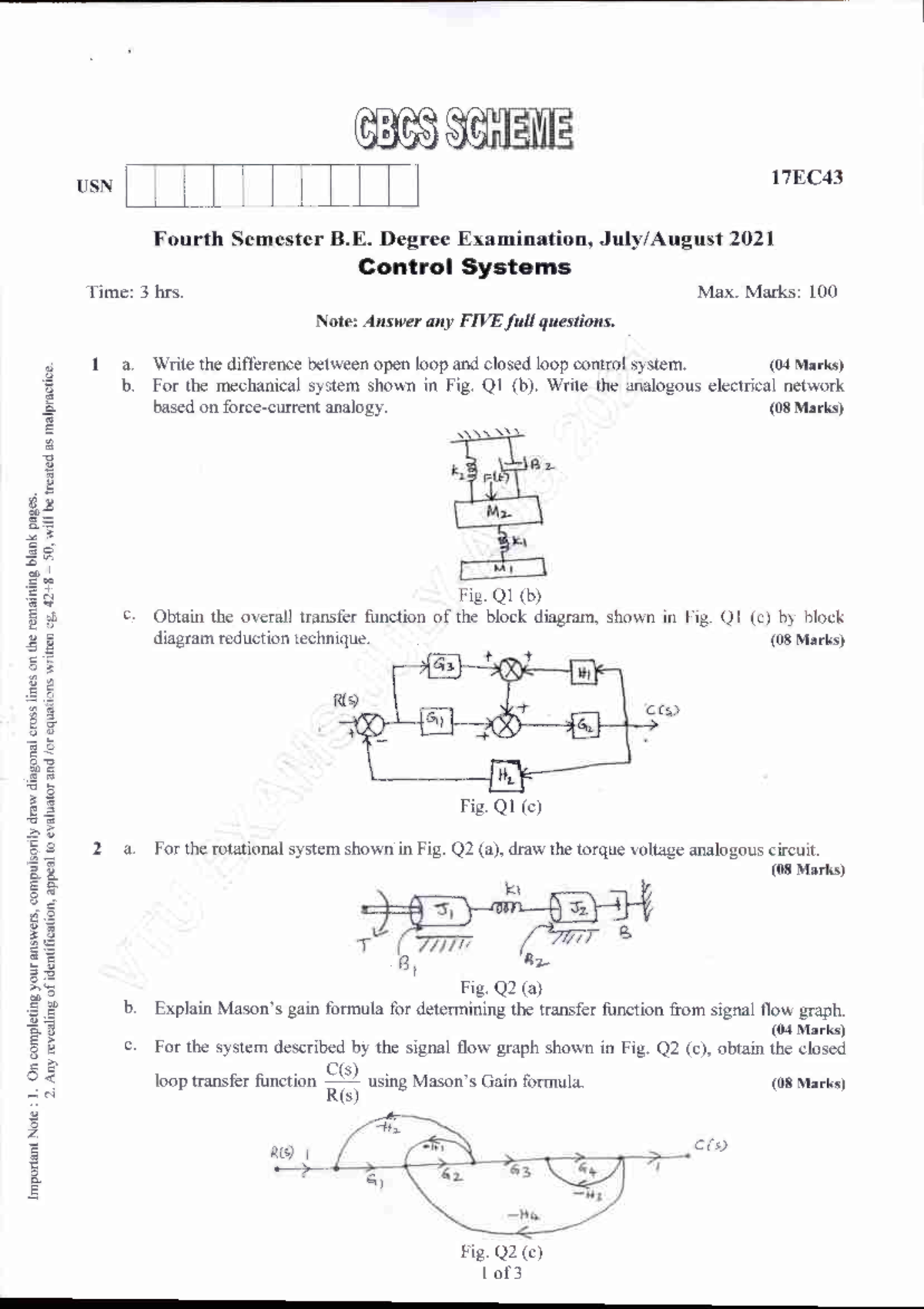 SCH 17EC43 - MQP - CBCS SCHEME 17EC43 USN Fourth Semester B. Degree Examination, 2021 Control ...