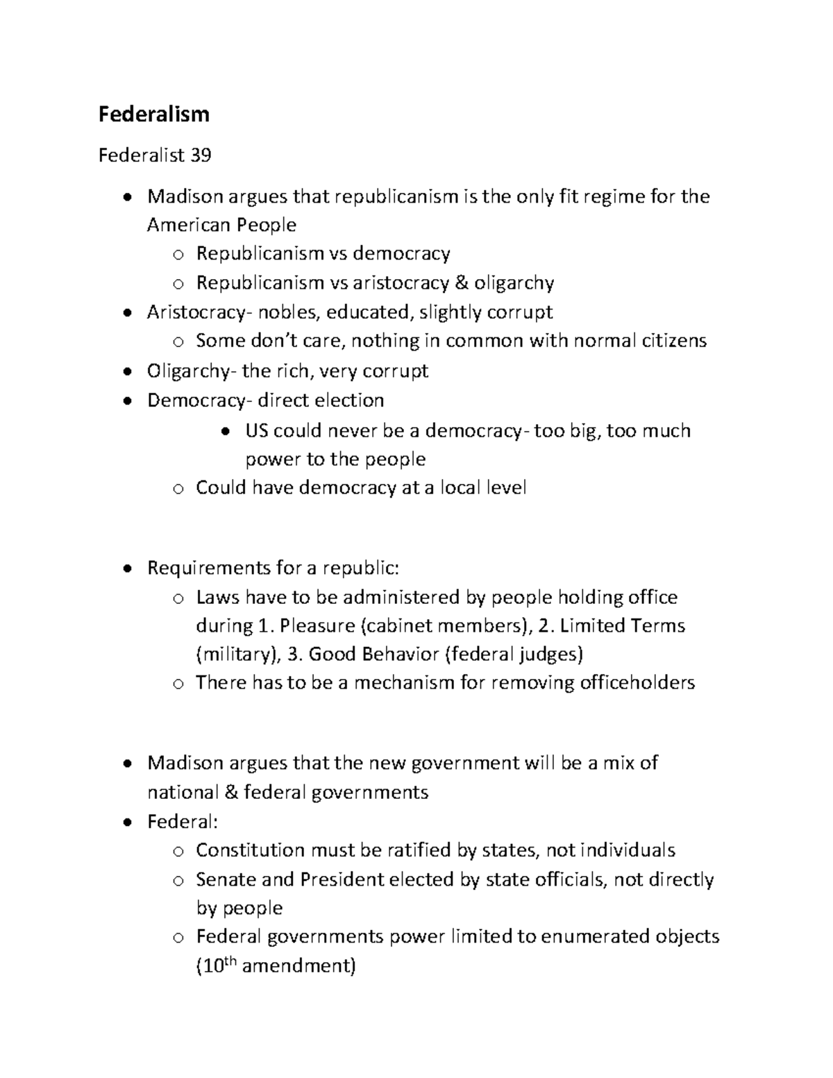 Poli 201 notes 6 pdf - Federalism- Federalist 39, Brutus No. 1 ...