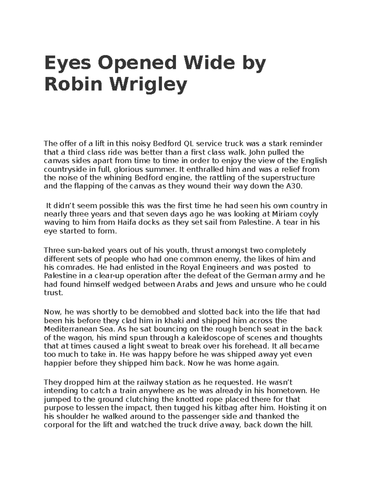 Eyes Opened Wide by Robin Wrigley - Eyes Opened Wide by Robin Wrigley ...