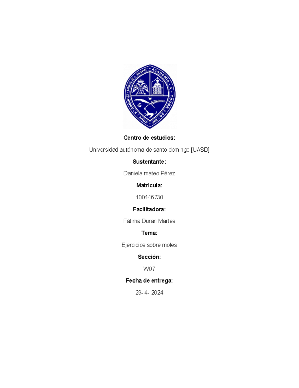 Tarea de quimica basica - Centro de estudios: Universidad autónoma de ...