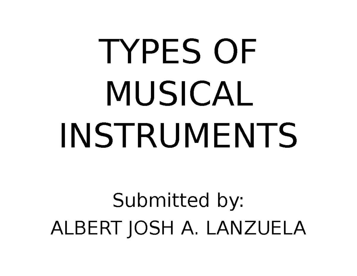 Types OF Musical Instruments - Bachelor of Secondary Education - TYPES ...