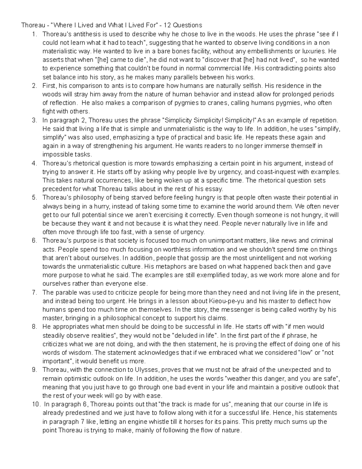 Where I Lived And What I Lived For