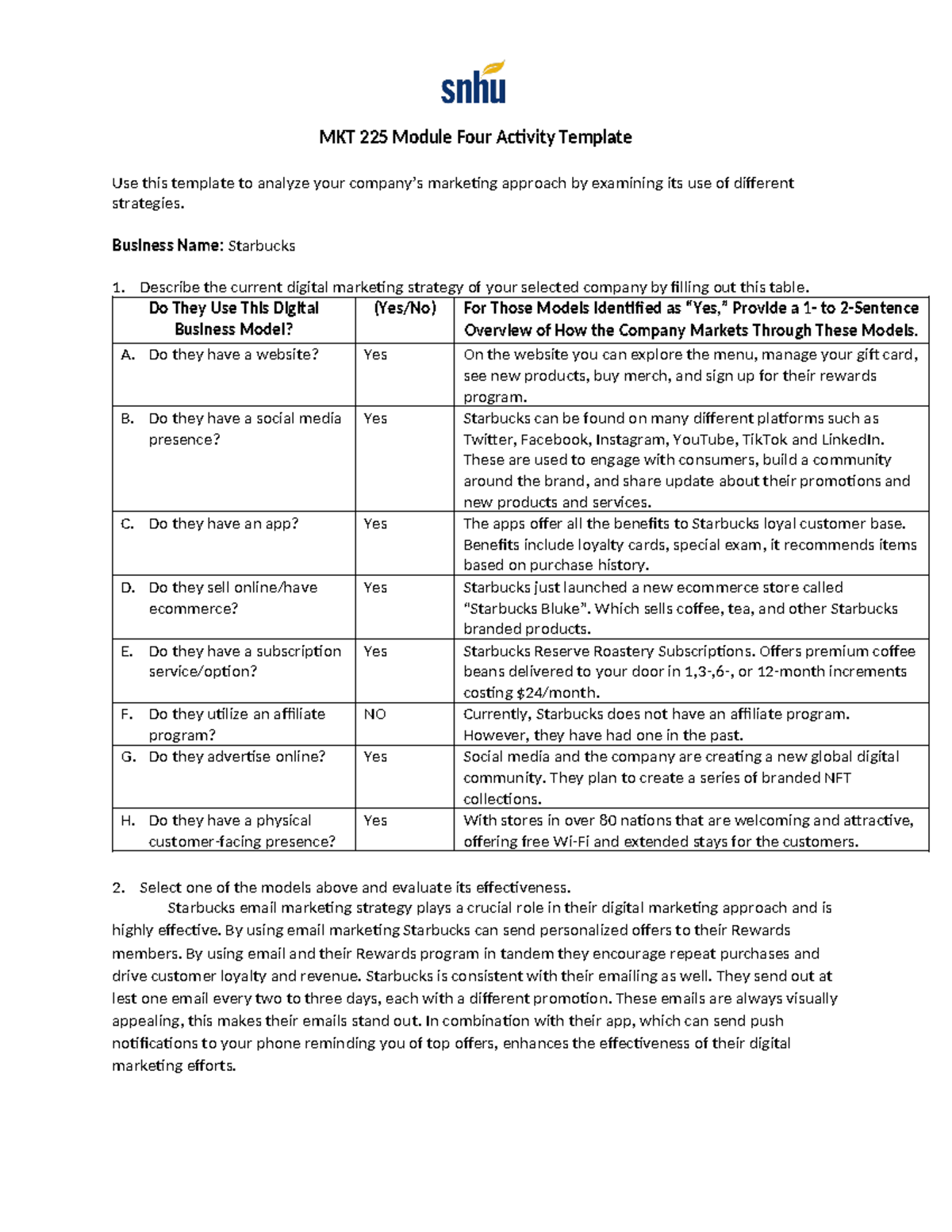 MKT-225-Module 6 Short Answer Assignment - MKT 225 Module Four Activity ...