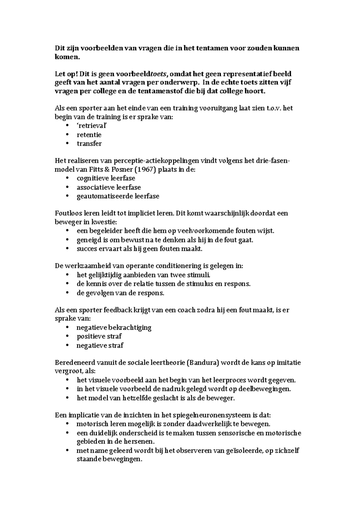 Voorbeeld vragen motorisch leren - Dit zijn voorbeelden van vragen die ...