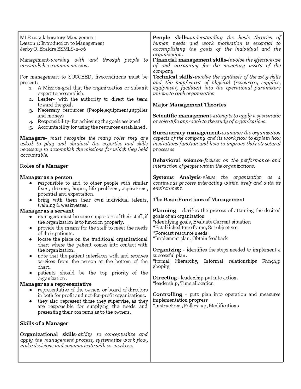 MLS-027 -laboratory-Management-L1 - MLS 027: laboratory Management ...