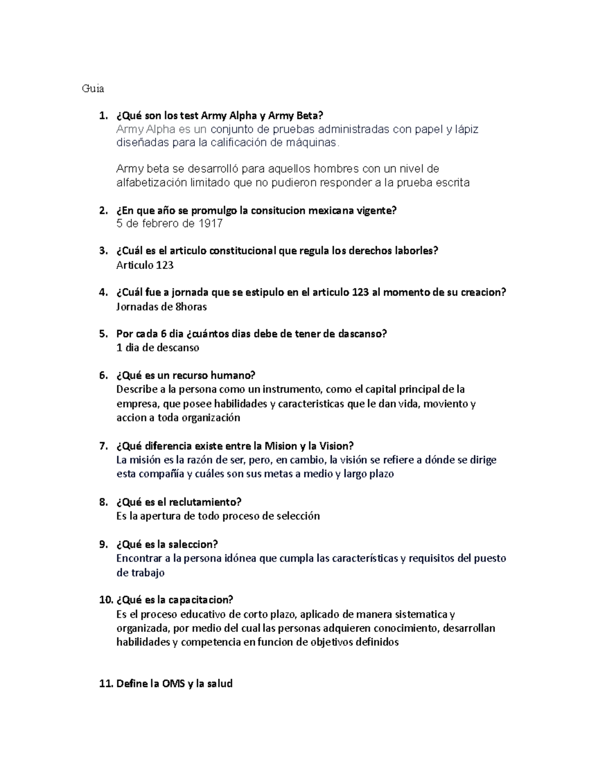 Guia Gestion - Guia 1. ¿Qué son los test Army Alpha y Army Beta? Army ...