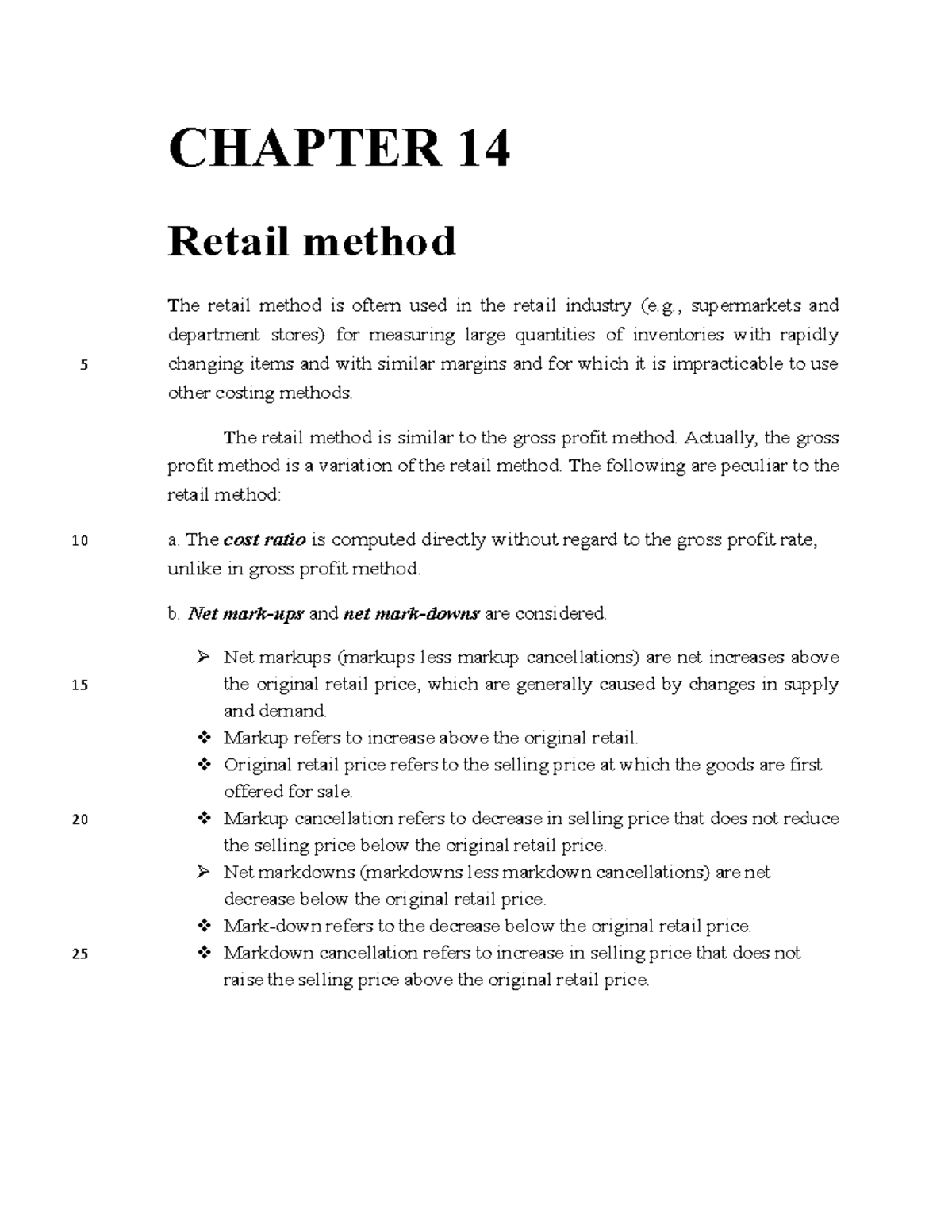 Chapter 14-Retail Method - CHAPTER 14 Retail method The retail method ...