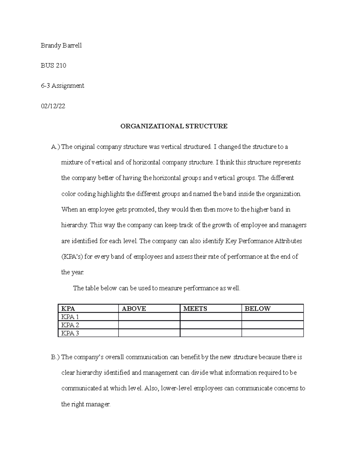 BUS 210 6 3 Assign - Brandy Barrell BUS 210 6-3 Assignment 02/12 ...