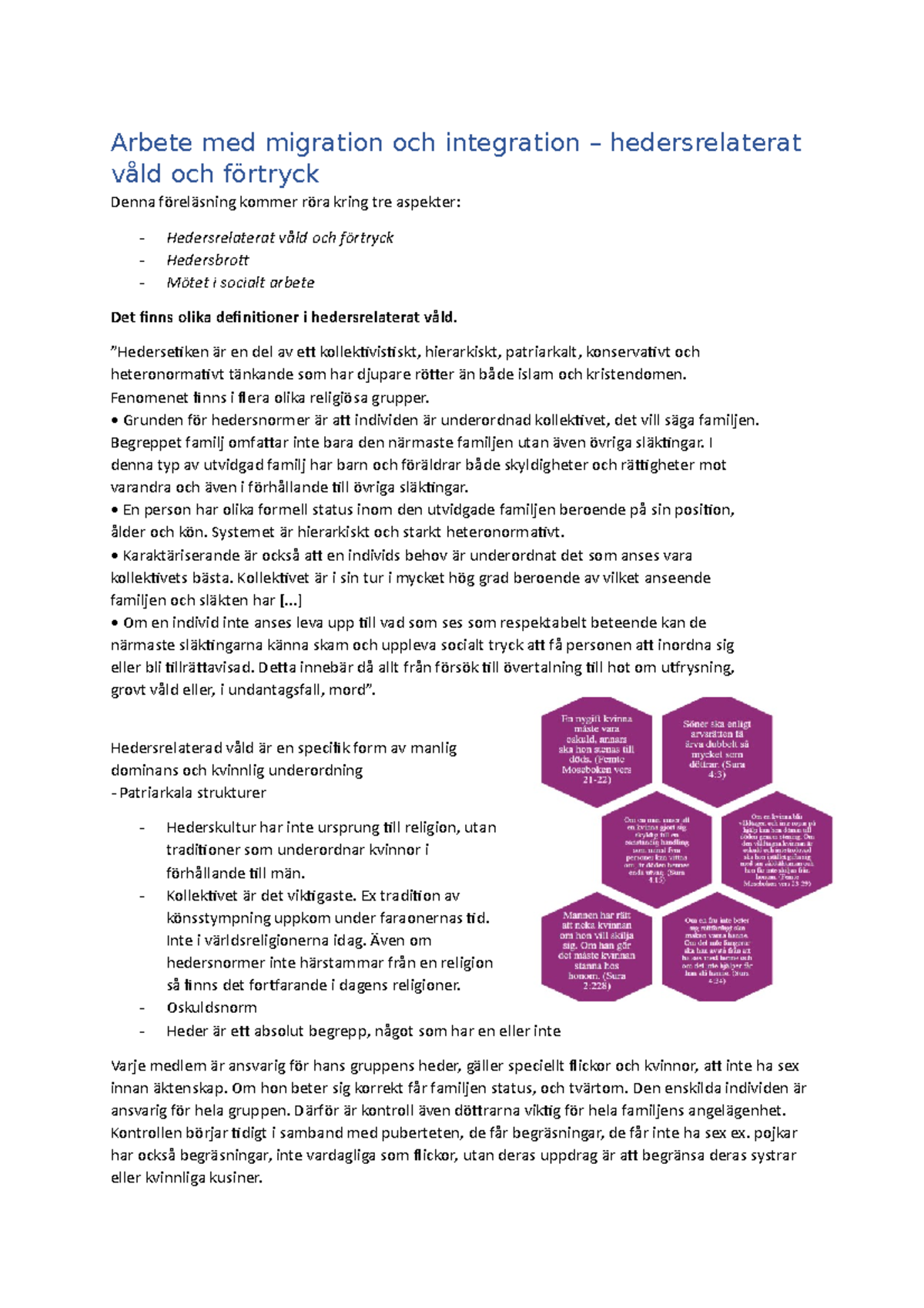 Hedersrelaterat våld - Sandra - Arbete med migration och integration ...