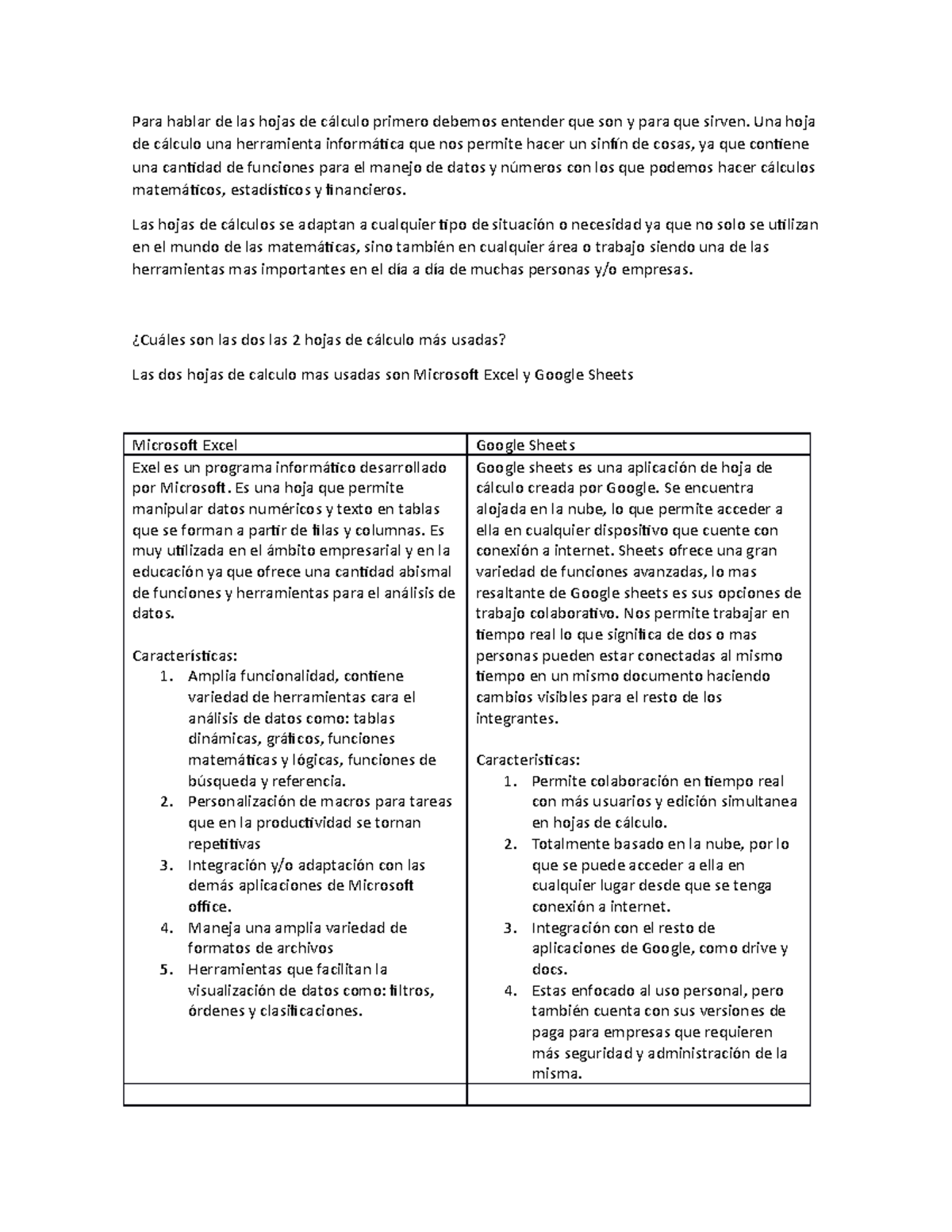 Trabajo de exel - ... - Para hablar de las hojas de cálculo primero ...
