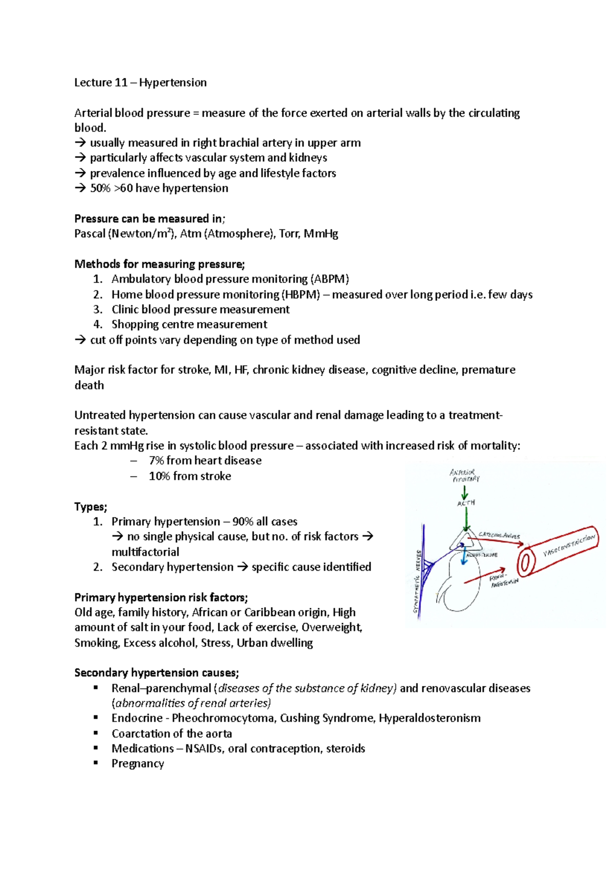 Lecture 11 - Hypertension - Lecture 11 – Hypertension Arterial blood ...