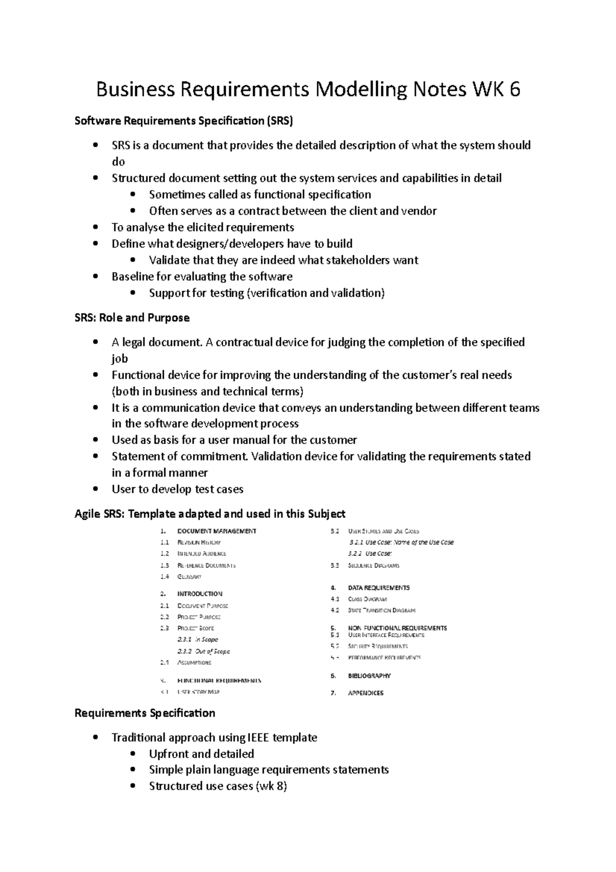 BRM Notes WK 6 - Business Requirements Modelling Notes WK 6 Software ...