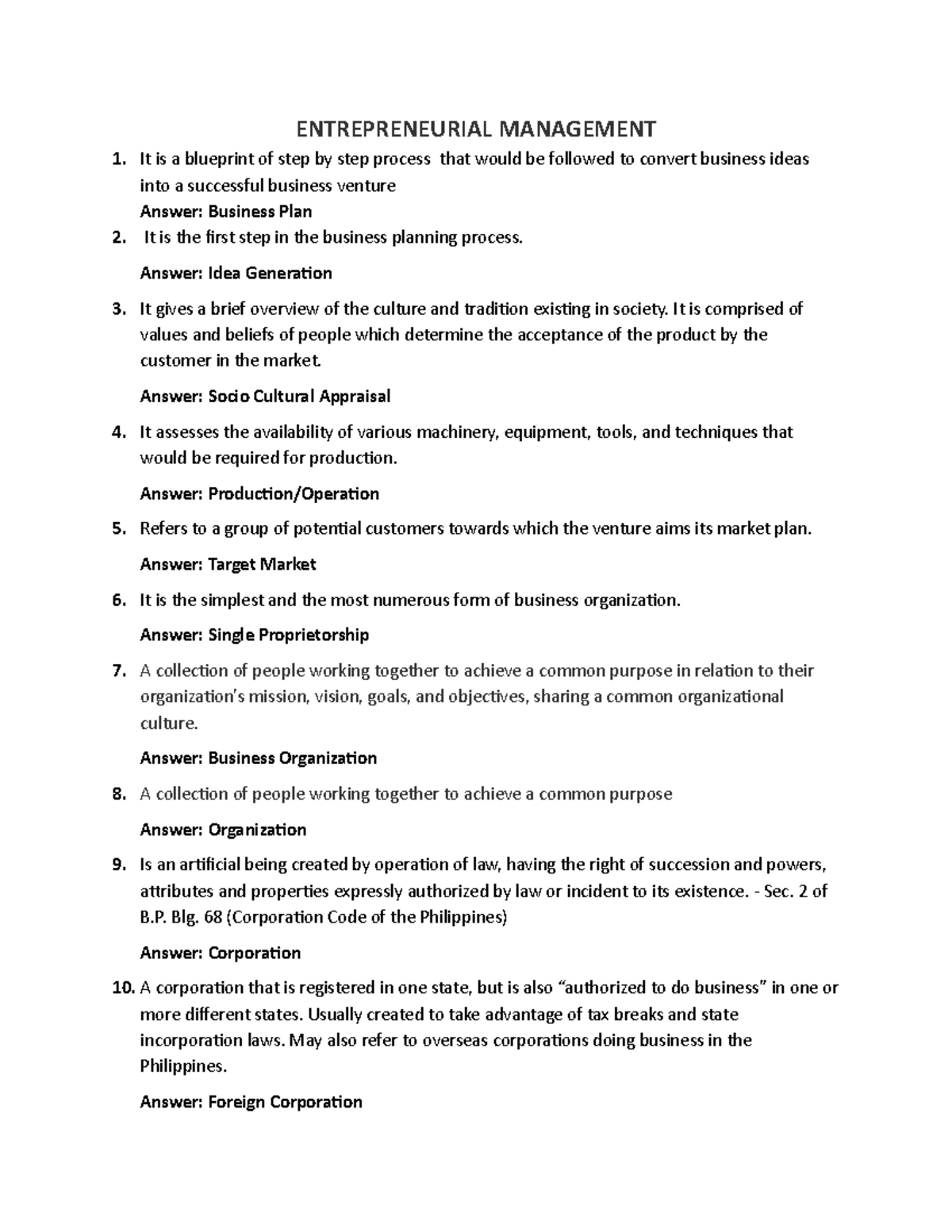 Entrepreneurial Management - ENTREPRENEURIAL MANAGEMENT It is a ...