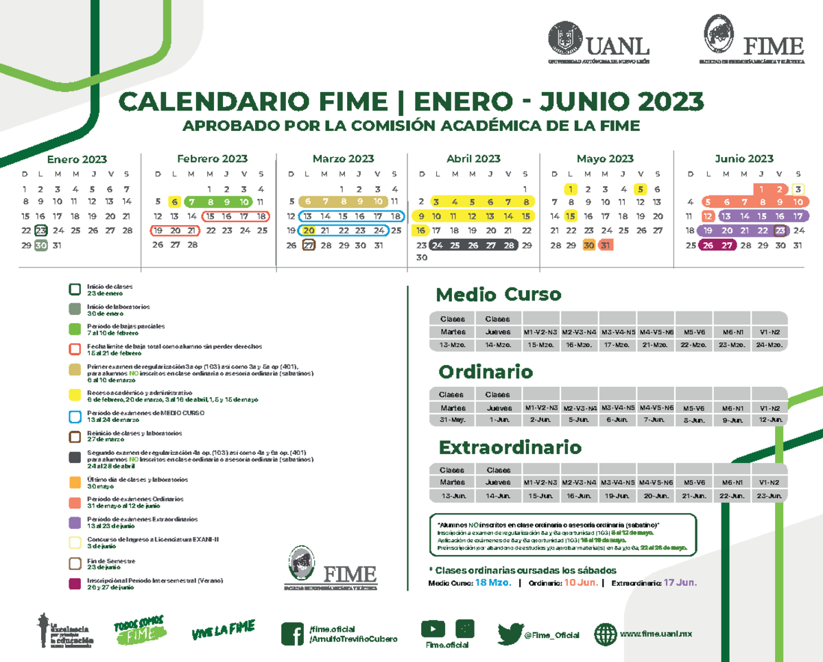 Calendario-Semestral-2023 - CALENDARIO FIME | ENERO - JUNIO 2023 ...