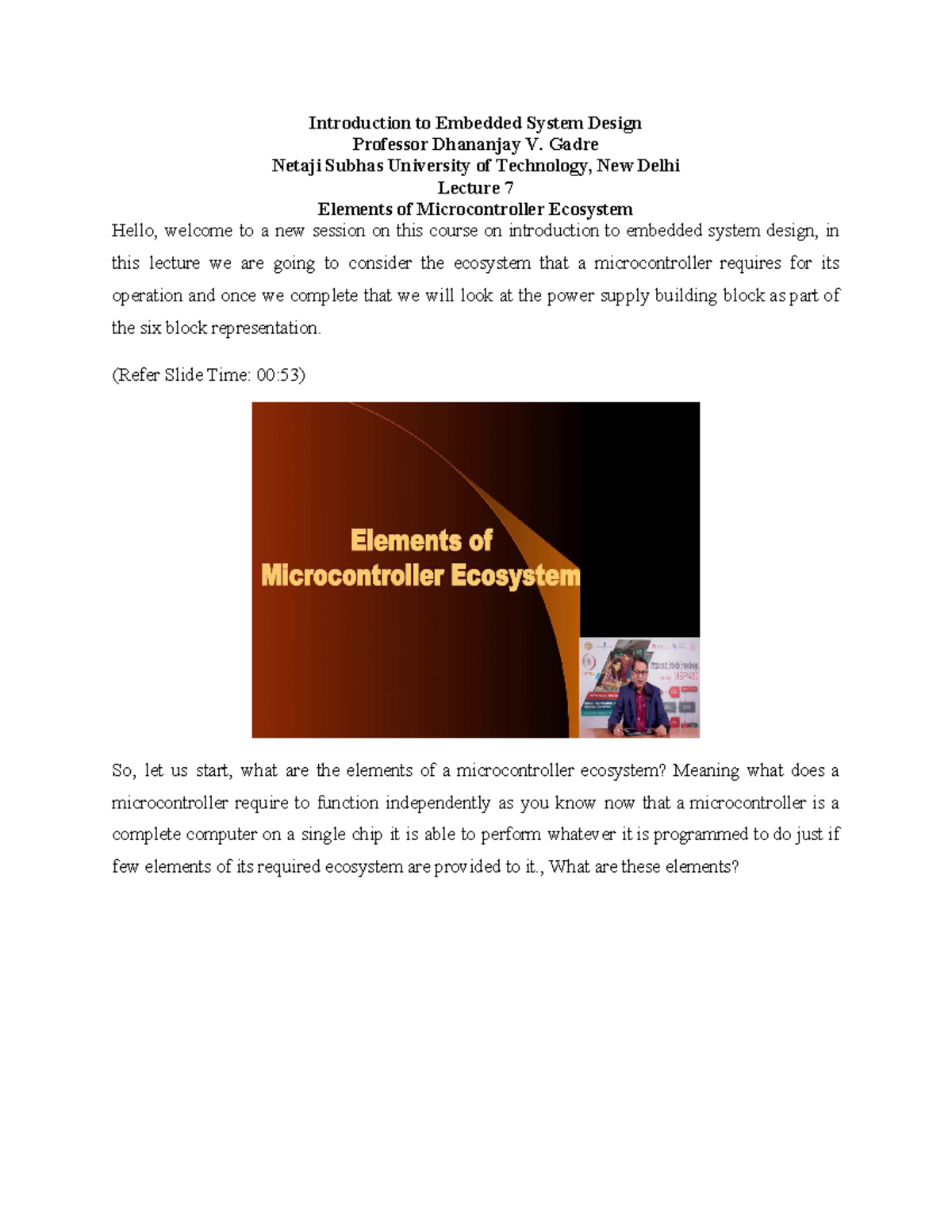 Lec7 Lecture Notes On Embedded Systems Introduction To Embedded