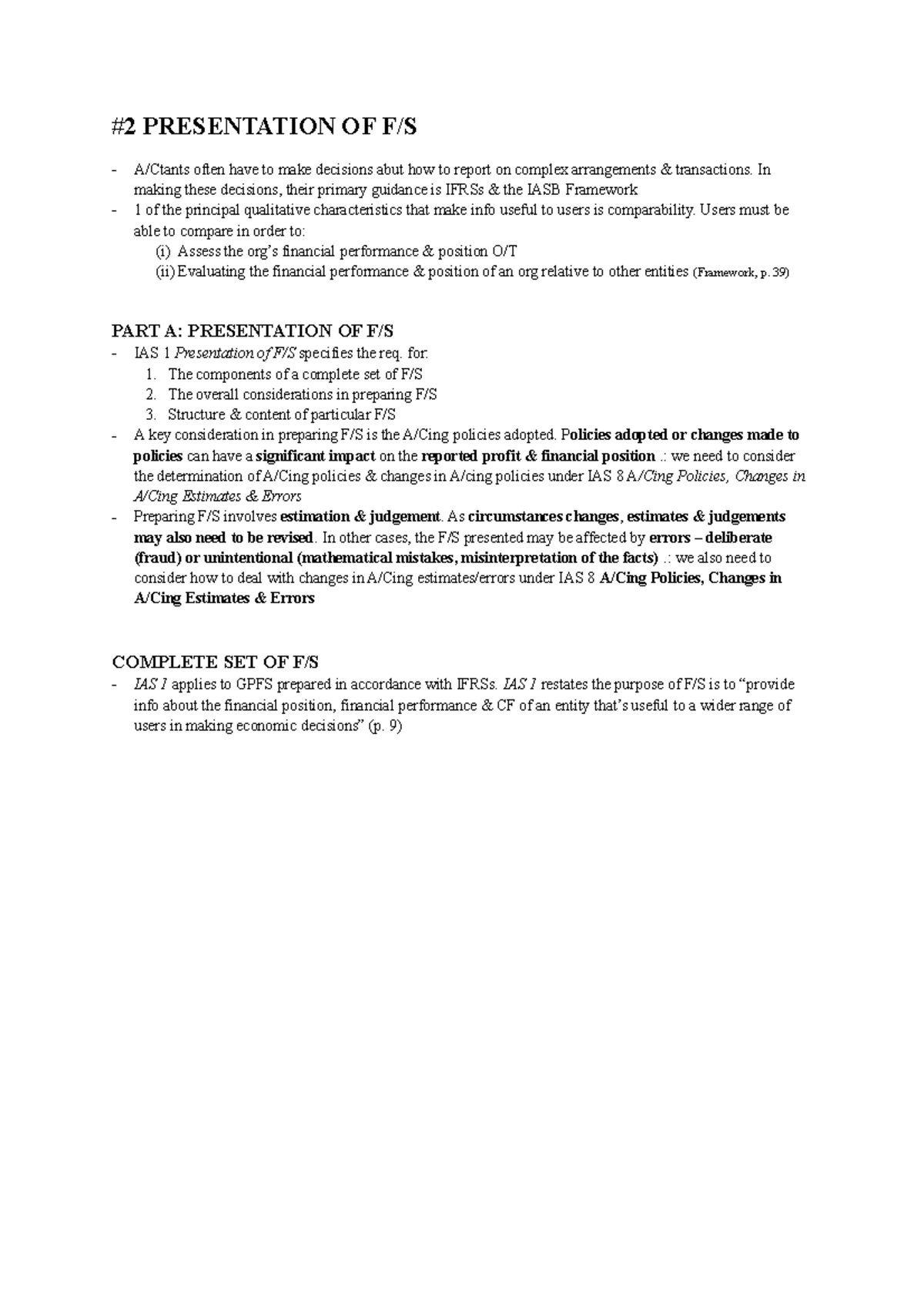 Presentation OF Financial Statements - #2 PRESENTATION OF F/S - A ...