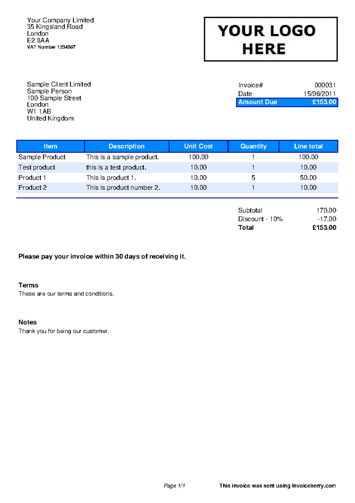 Invoice template 1 - may help in class - Your Company Limited 35 ...