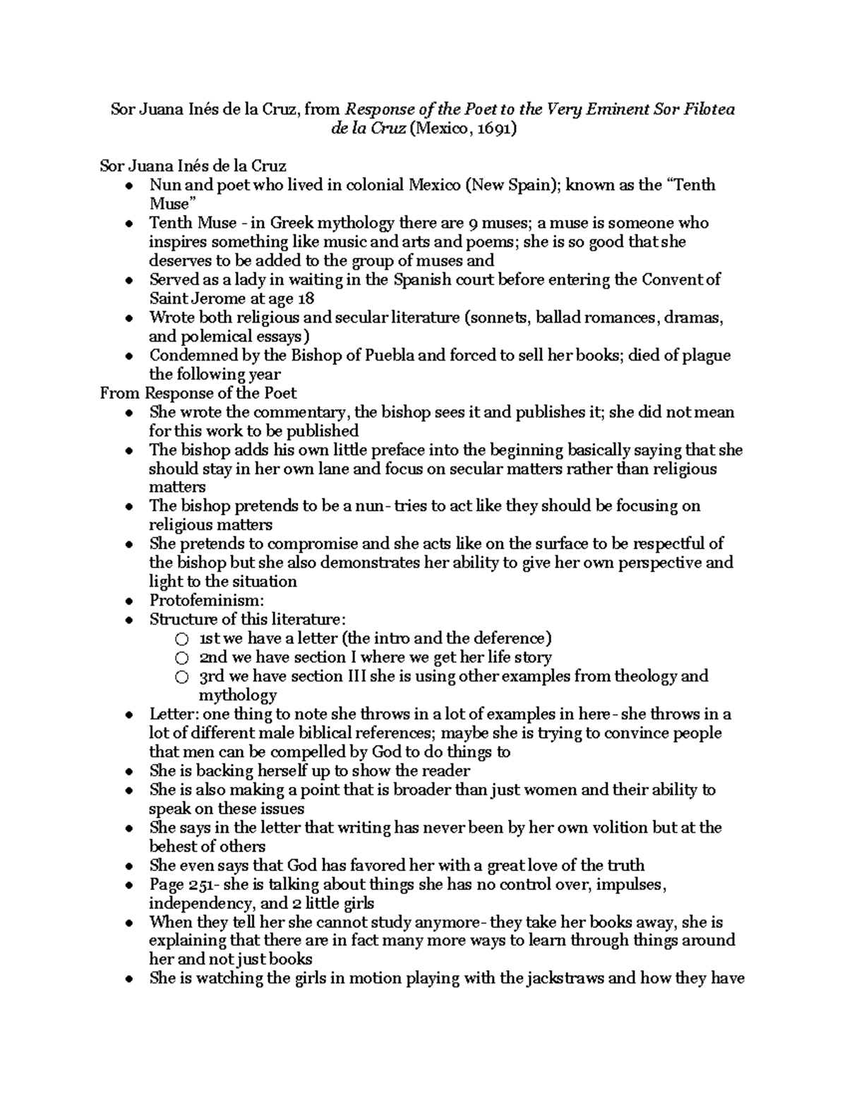 Sor Juana Inés de la Cruz - Sor Juana Inés de la Cruz, from Response of ...