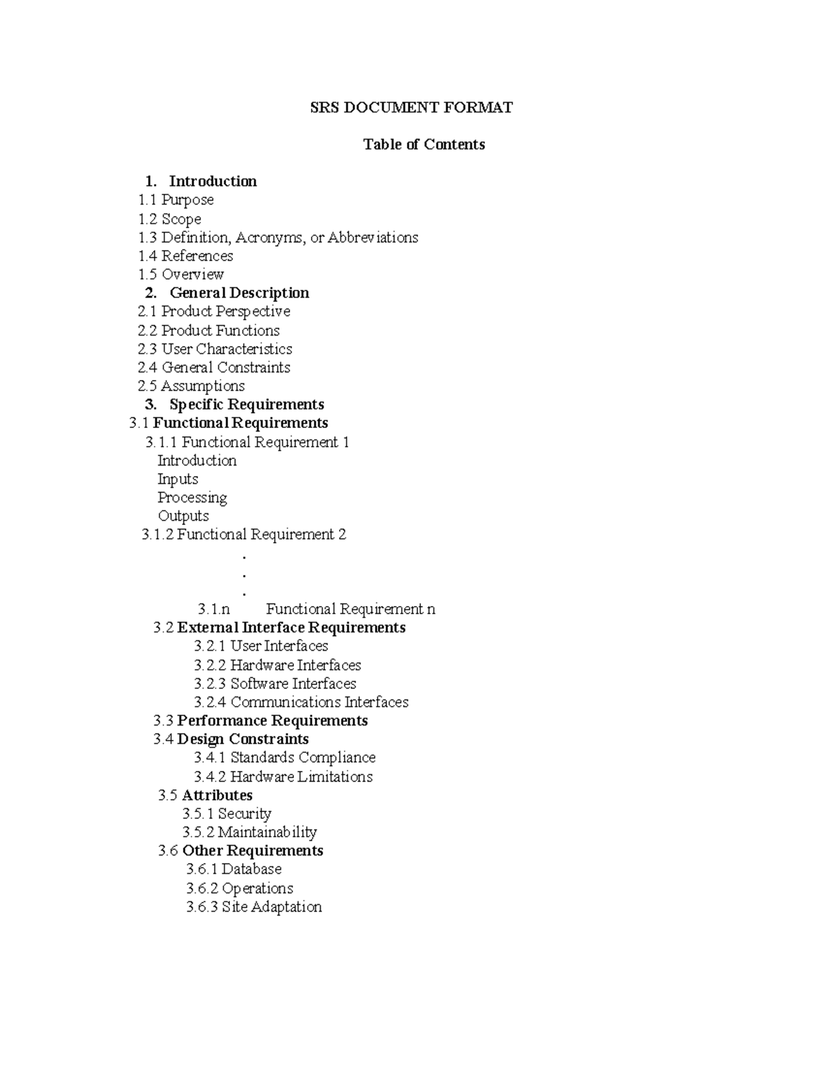 -Srs final report 2020 - SRS DOCUMENT FORMAT Table of Contents 1 ...