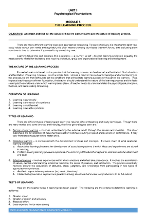 2 Learner- Centered Psychological Principles - PSYCHOLOGICAL FOUNDATIONS OF EDUCATION MODULE 2 ...