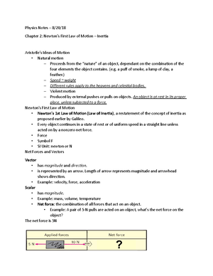 Physics Chapter 3 Notes - Chapter 3 Notes: Linear Motion Motion Is ...