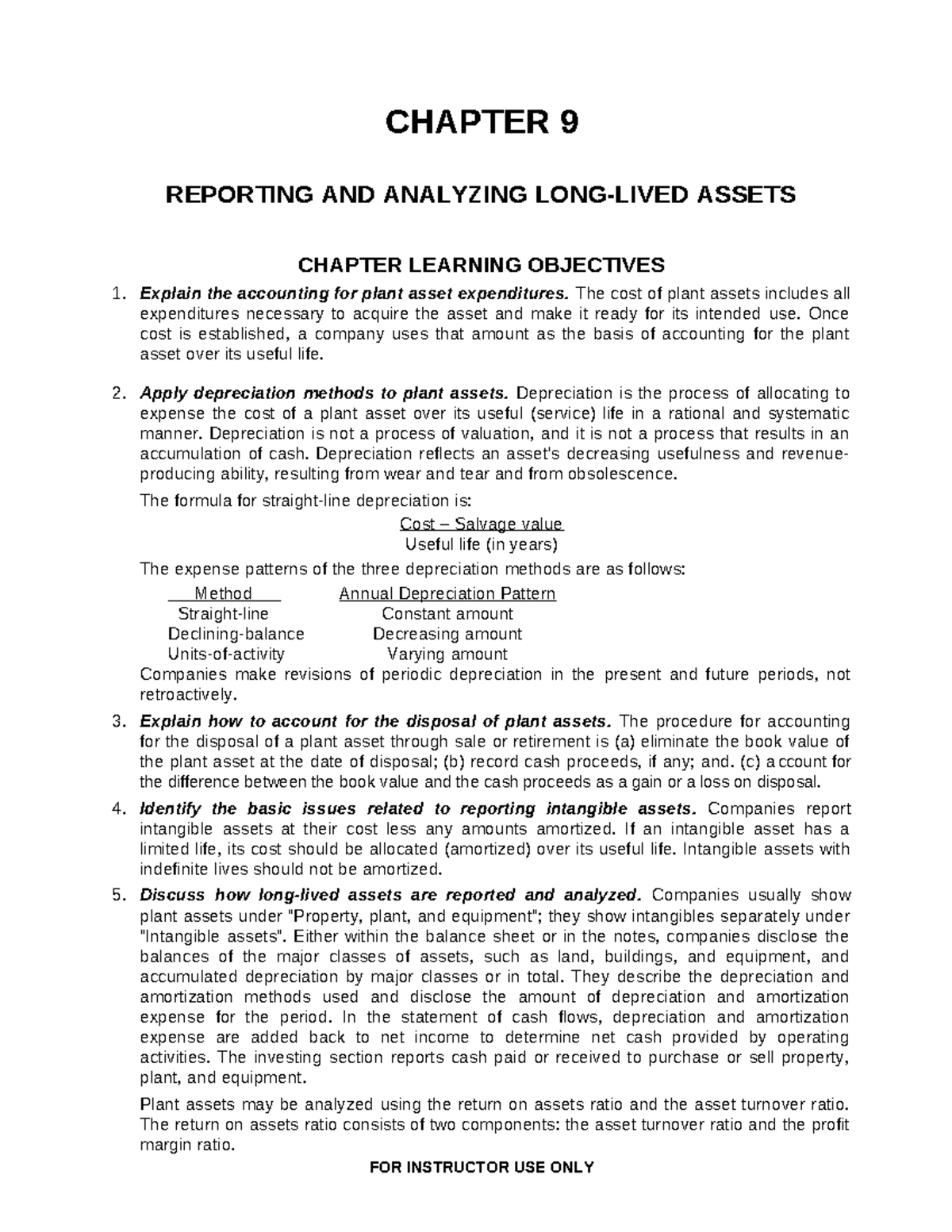 Ch09 - test bank - CHAPTER 9 REPORTING AND ANALYZING LONG-LIVED ASSETS ...