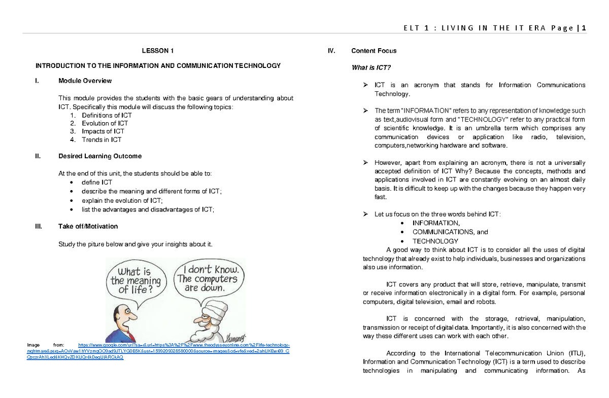 Lesson 1 081437 - UHMM - LESSON 1 INTRODUCTION TO THE INFORMATION AND ...