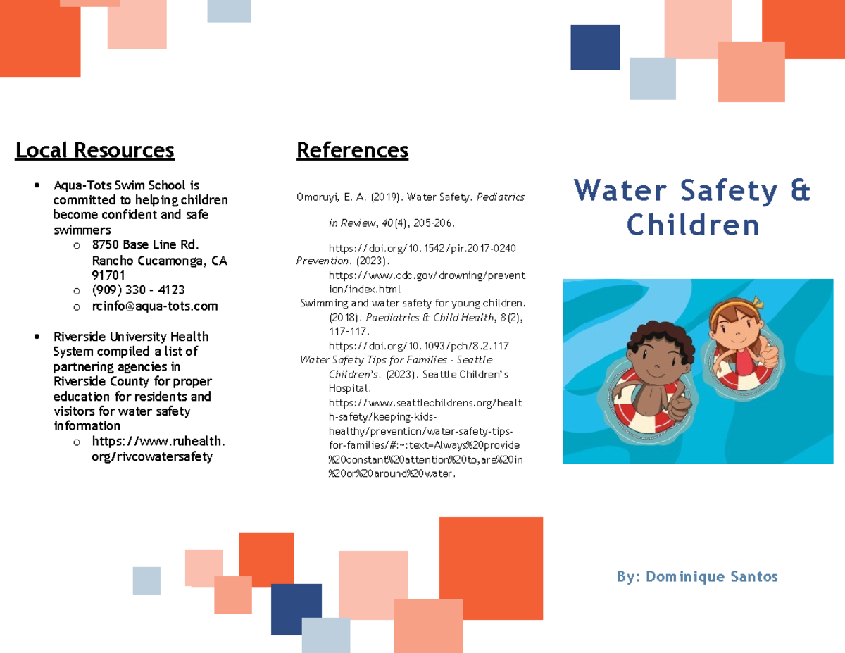 Pamphlet Template-Wk 3 - By: Dominique Santos Local Resources Aqua-Tots ...