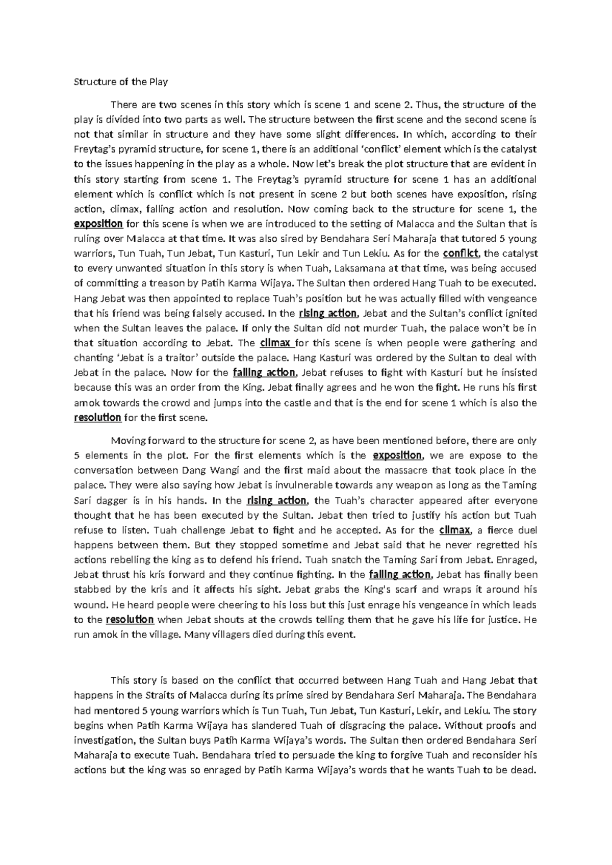Essay synopsis and structure - Structure of the Play There are two ...
