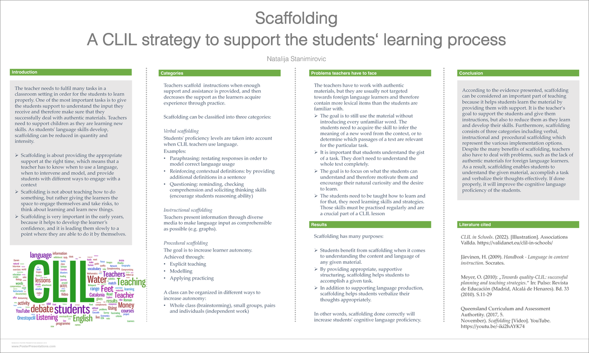 CLIL - Scaffolding - CLIL - RESEARCH POSTER PRESENTATION DESIGN © 2019 ...