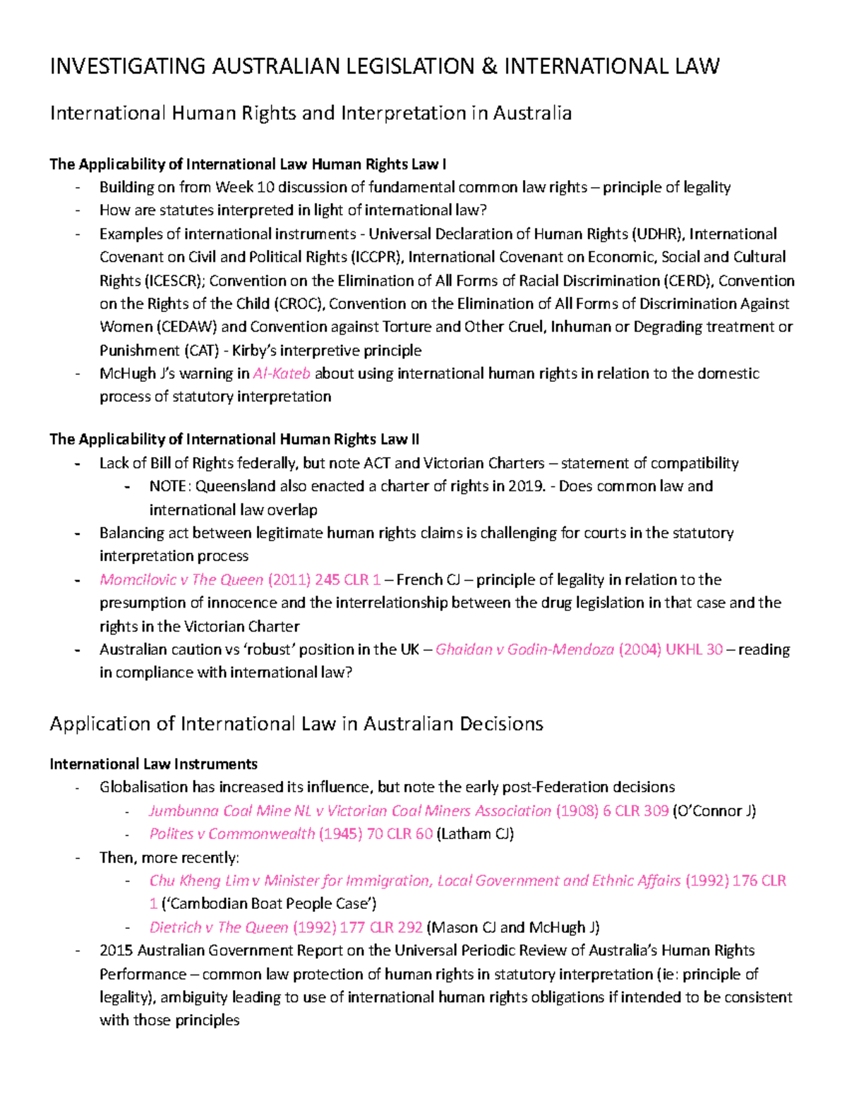 Interpreting THE LAW- WEEK 12 - INVESTIGATING AUSTRALIAN LEGISLATION ...
