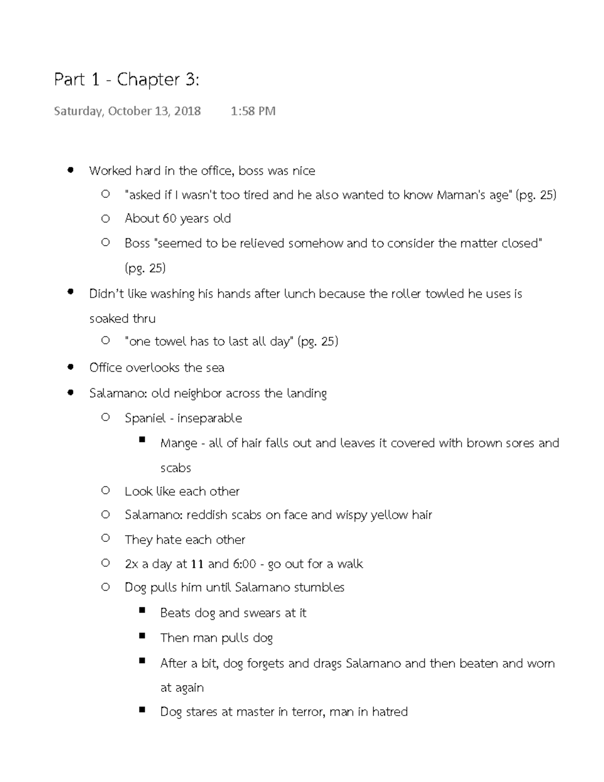 The Stranger Part 1 - Chapter 3 - Part 1 Chapter 3: Saturday, October ...