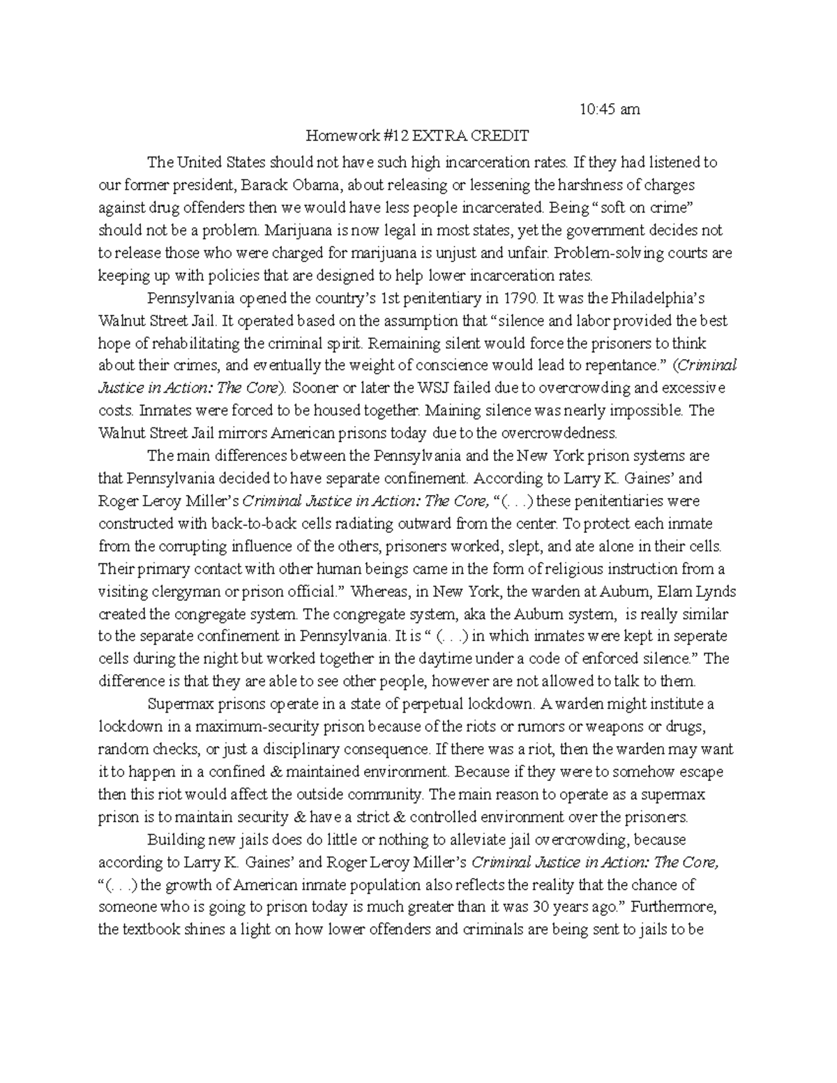 Copy of CJ HW #12 - extra credit homework - 10:45 am Homework #12 EXTRA ...