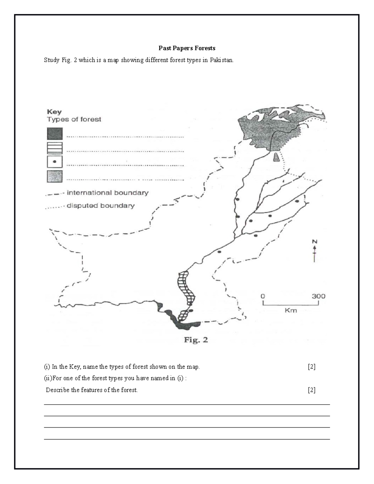Forest Past Papers - Past Papers Forests Study Fig. 2 which is a map ...
