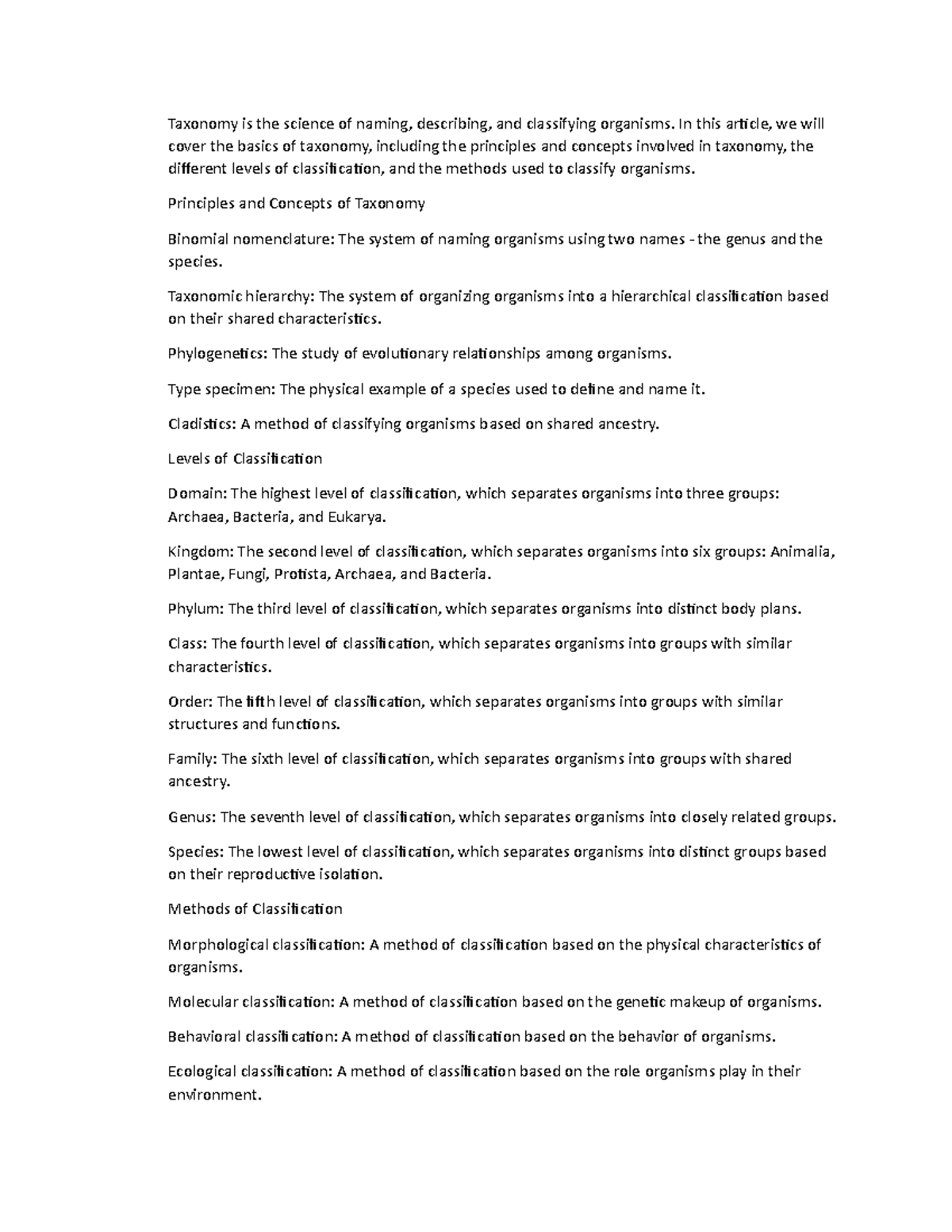 Taxonomy - In this article, we will cover the basics of taxonomy ...