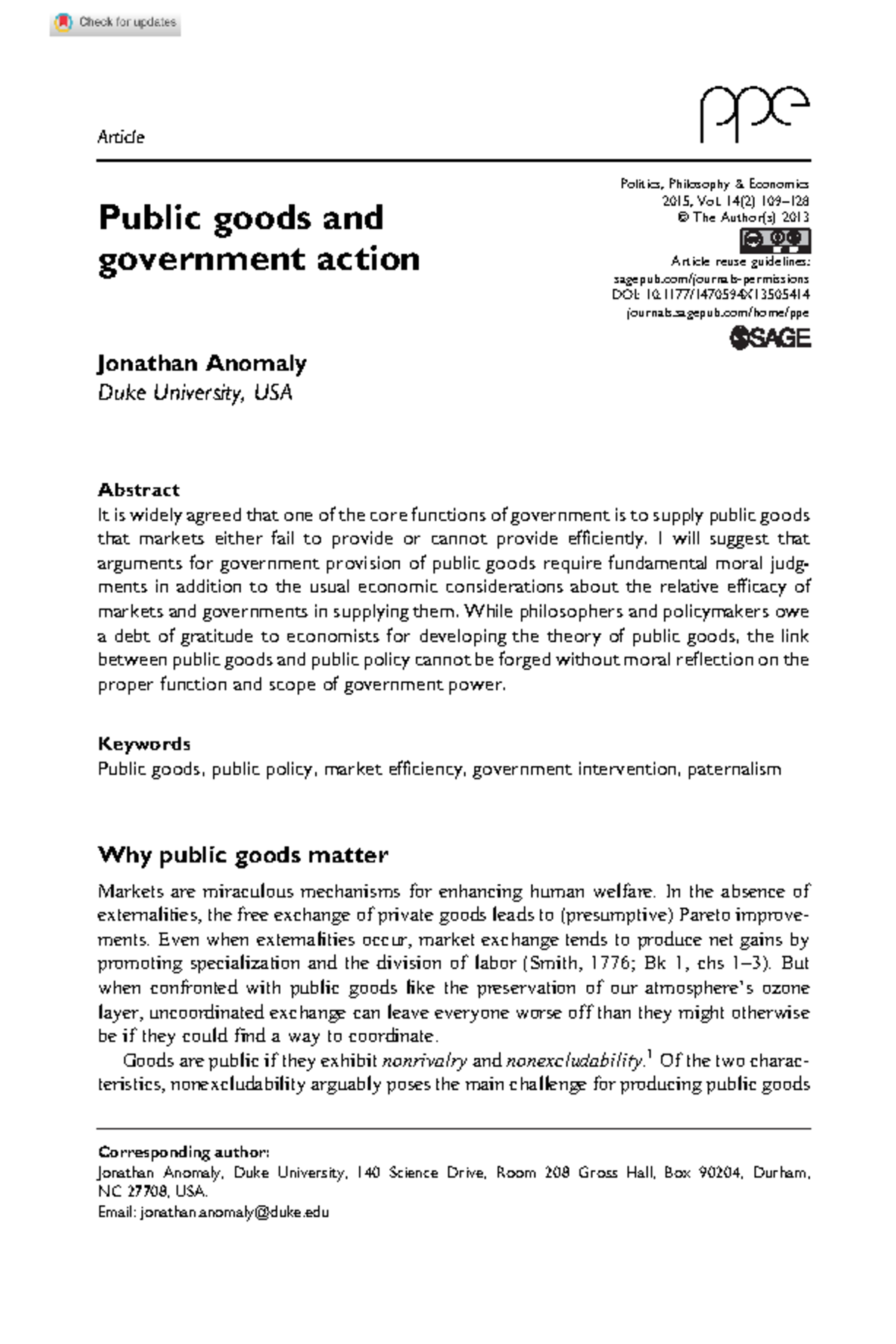 Anomaly-Public Goods Govt Action 2 - Article Public goods and ...