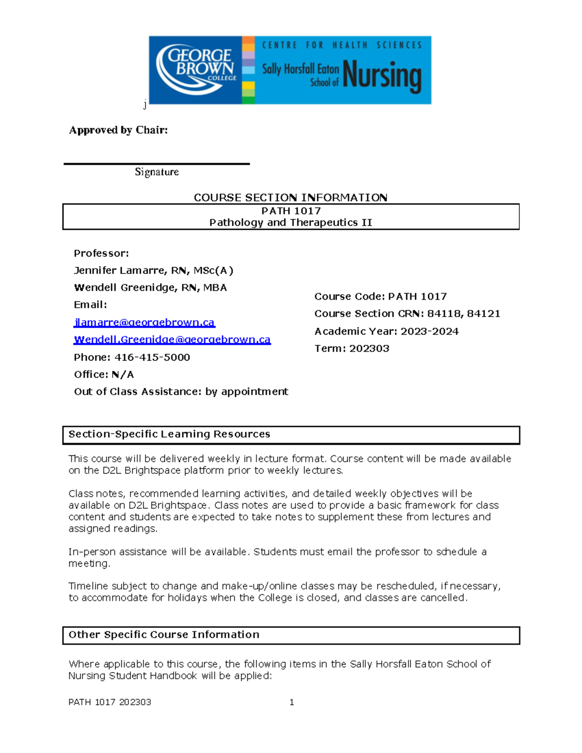 2024 CSI PATH1017 - j Approved by Chair: Signature COURSE SECTION ...
