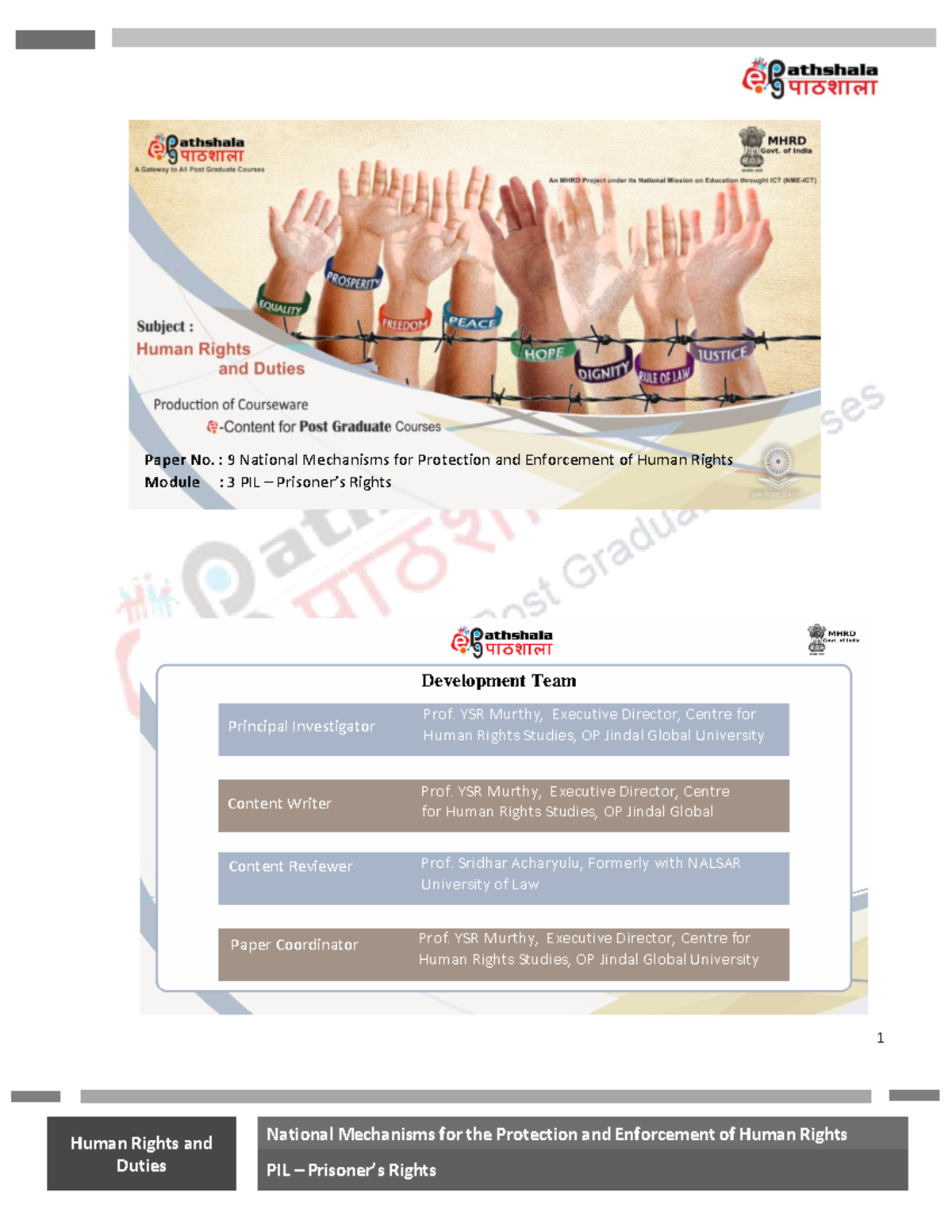 6. Prisoners Rights - notes - 1 Human Rights and Duties National ...